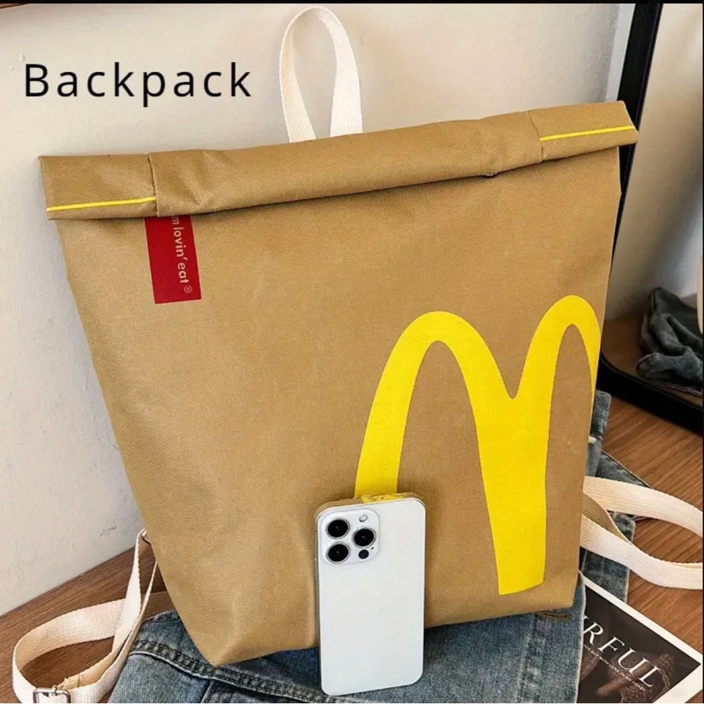 Mcdonald’s Paper Bag Aesthetic Large Bookbag - Gem